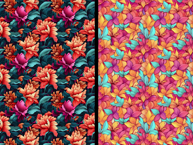 Send 8 flower art seamless pattern tiles, digital paper with 12x12 inch ...