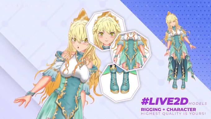 Futuristic live2d model,vtuber character,rig,chibi,anime style,vrchat ...