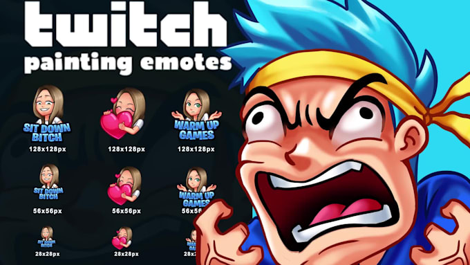 Create design custom twitch emotes with painting art style by King ...