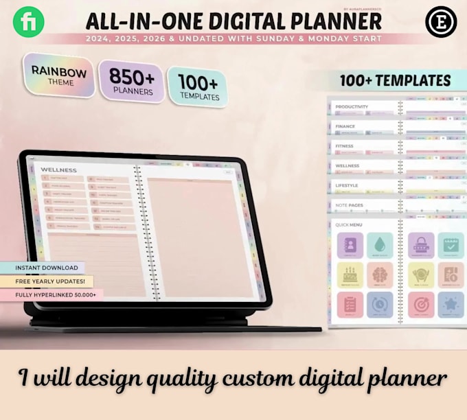 Design custom digital planner by Canvalove930 | Fiverr