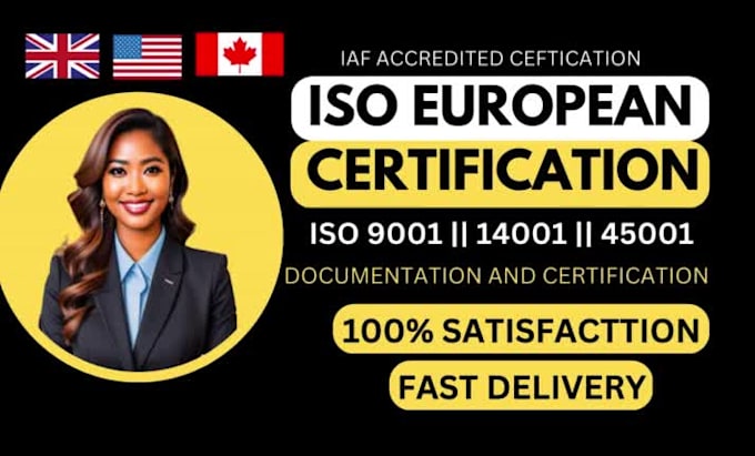 Give iso 9001, 14001 45001 documentation audit and certification, internal audit by ...