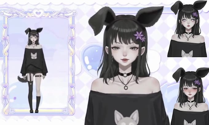 Draw anime pngtuber chibi oc live2d model rig png tuber vtuber pngtuber ...