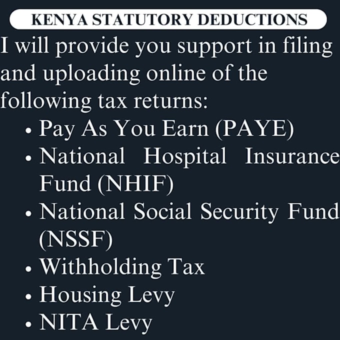 Help you in filing your kenyan statutory taxes by Wanjiku008 | Fiverr