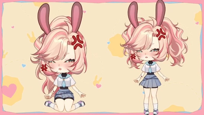 Draw cute anime chibi live2d vtuber, pngtuber,2d vtuber model for ...