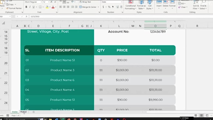 Design invoice, fillable, price list, receipt, template