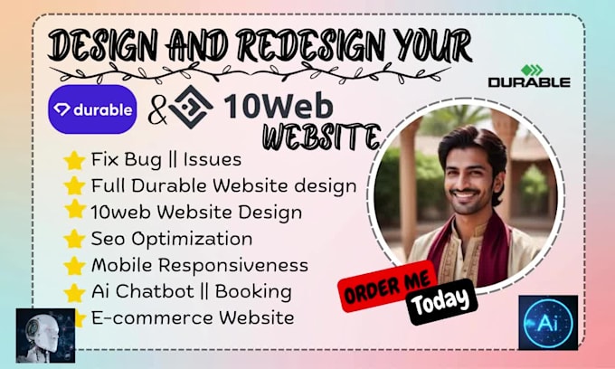 Design and redesign durable ai website 10web website ecommerce website ...