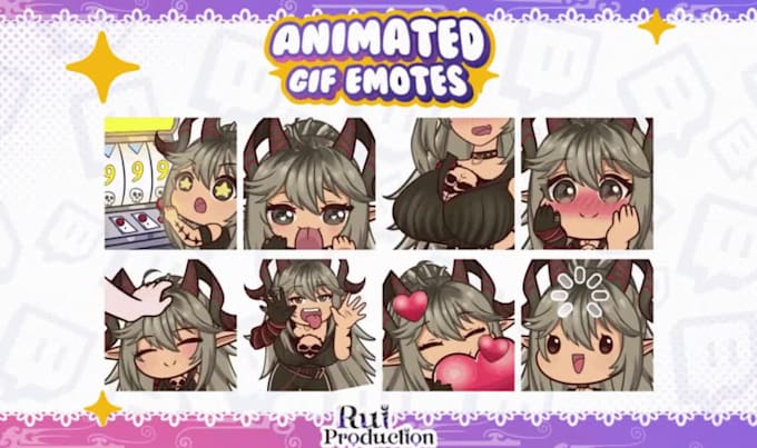 Draw custom vtuber animated emotes and alert by Ruiproduction | Fiverr