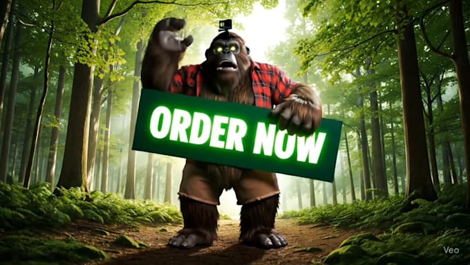 Create funny gorilla bigfoot vlogs, ai bigfoot vlogging youtube videos by Jeniuss | Fiverr
