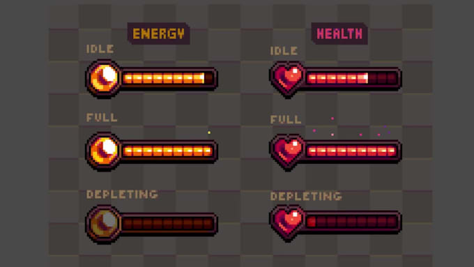Do pixel art ui, hud, pixel gui, fnf, pixelhud icon and background for ...