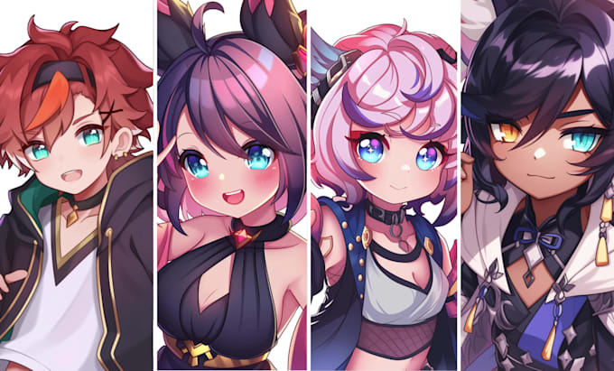 Draw anime character illustration for fanart, oc, pfp, vtuber and ...