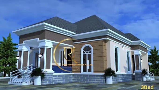 Get your flat roof and heap roof 3d bungalow design done by Successaa1 ...