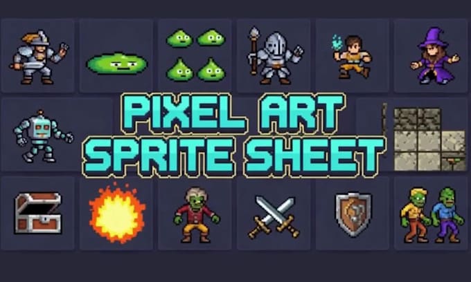 Pixel art sprite sheet game character animation tileset 2d retro game ...