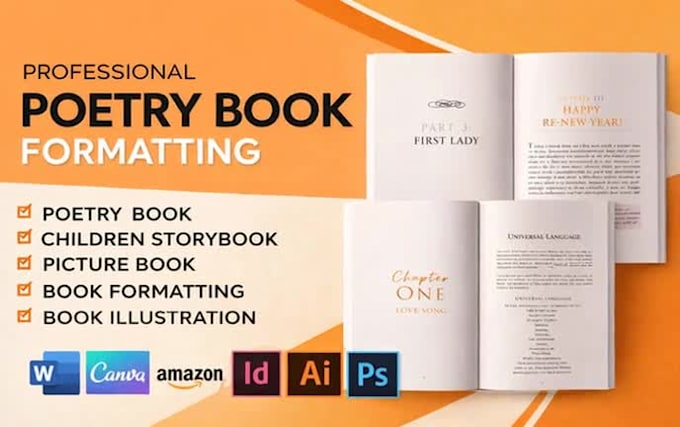 Design poetry book formatting poem children story book illustration ...