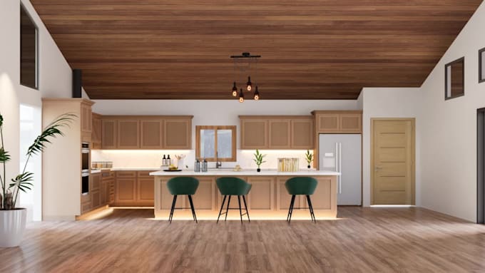 Create your realistic kitchen interior design by Sumi_sayma | Fiverr