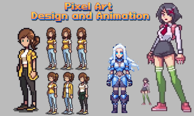 Do 8bit pixel art character animation, lofi looping animated gif, game ...