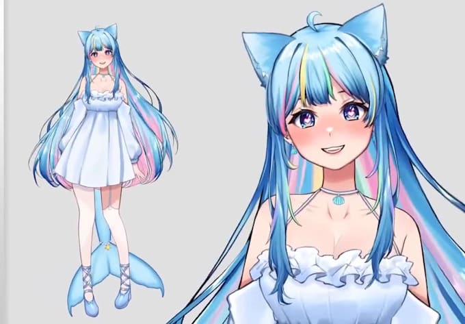 Draw and rig 2d vtuber character design, live2d vtuber model, 2d ...