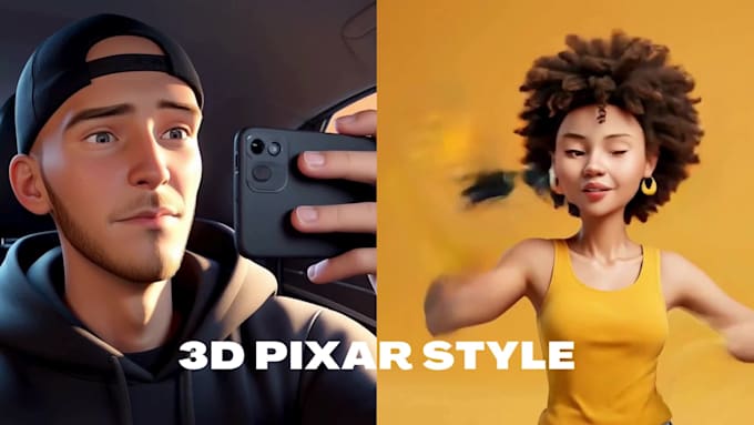 Diseño de personajes de dibujos animados y animación en estilo pixar en 3d.