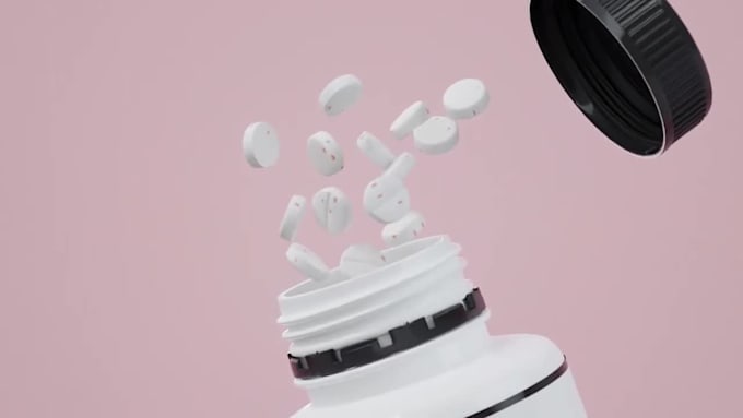 Create realistic 3d food supplement, 3d food animation with 3d water ...