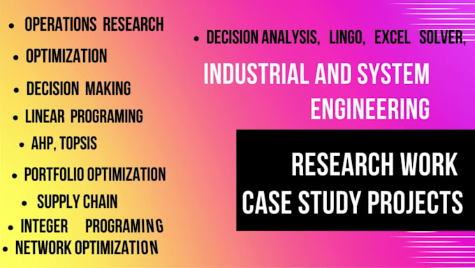 Do operation research supply chain and industrial engineering projects ...