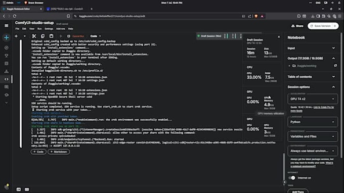 Set up flux model with comfyui on kaggle free cloud server by Jubied | Fiverr
