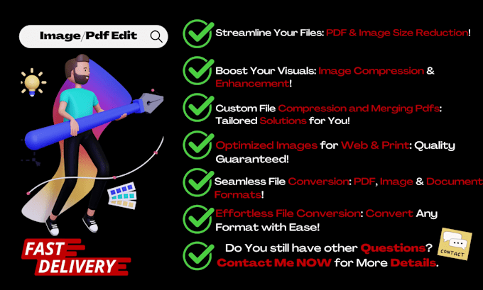 Compress or reduce your photos and pdfs to smaller sizes with no quality loss by Joceph1 | Fiverr