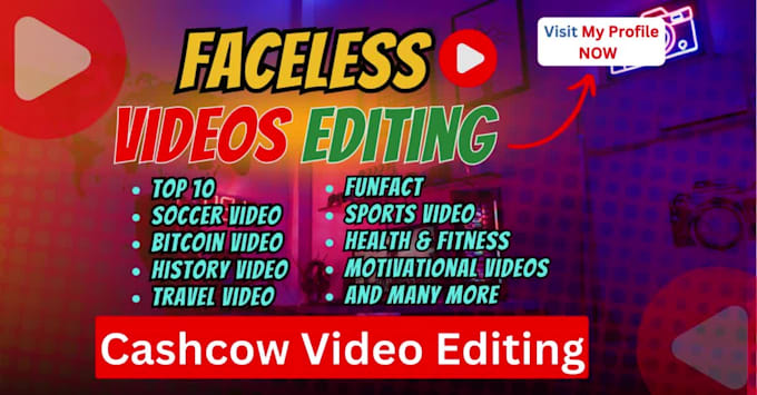 Be your faceless youtube video editor by Faseeh0351 | Fiverr
