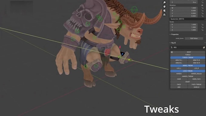 Complex face rig3d in blender for ue, unity, 3d character rigging ...