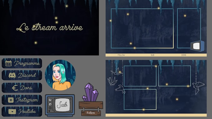 Create original and fancy twitch overlay stream package by Mikan1212 ...