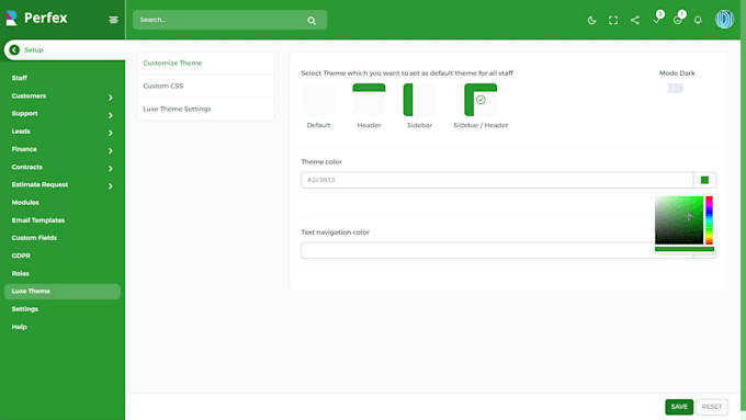 Delivered a new perfex crm theme module customized by Kamcode | Fiverr