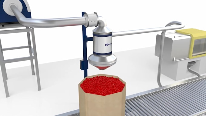 Create 3d plastic machine industrial animation manufacturing process ...