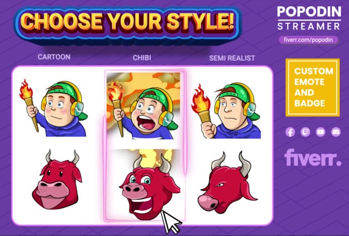 Create fast customs emote for streamer twitch, youtube etc by Popodin ...