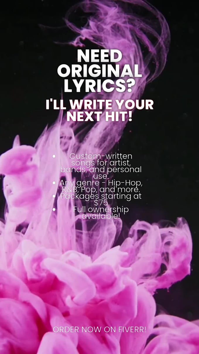Write custom song lyrics for your project by Combatcity | Fiverr