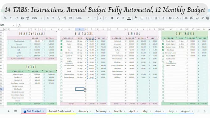 Send you an annual budget spreadsheet in spanish by Coloryworld | Fiverr