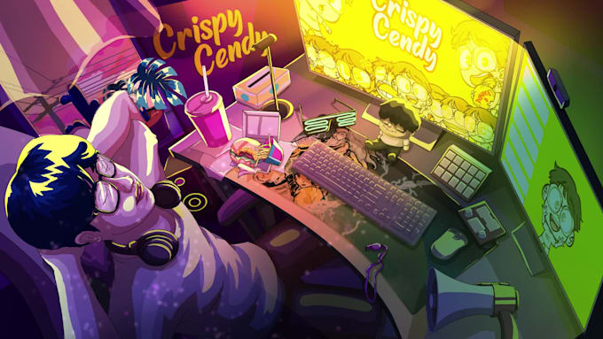 Draw your desk setup, for vtuber twitch and youtube stream by ...