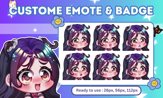 Draw chibi cute emotes for vtuber, twitch, discord for your by Yuayoshi ...