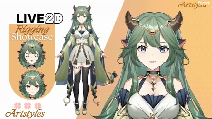 Draw female or male live 2d vtuber model vtuber rigging twitch ...