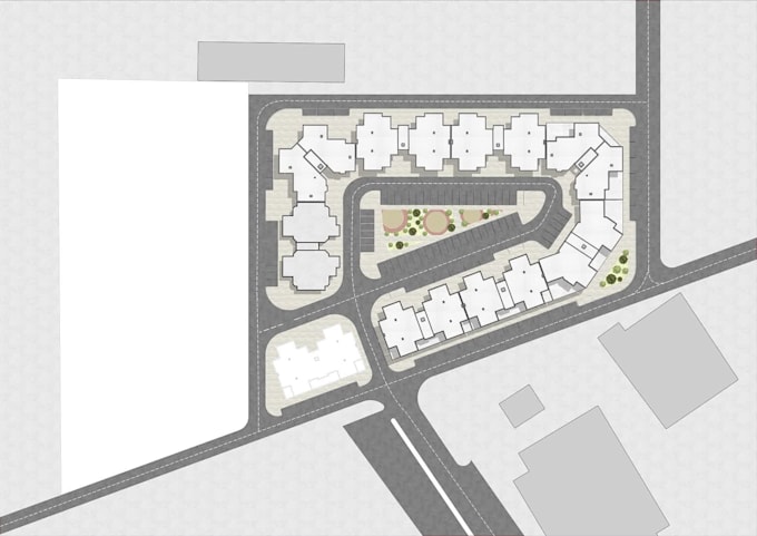 Render the best site plan, master plan, and landscape plan in photoshop ...