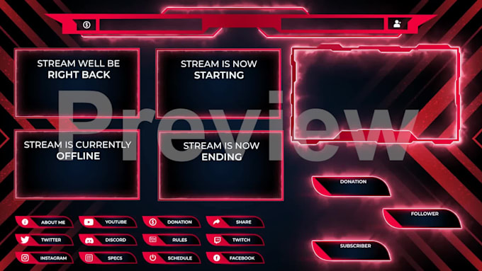Create a professional twitch stream overlay package by Pixel_visionary ...