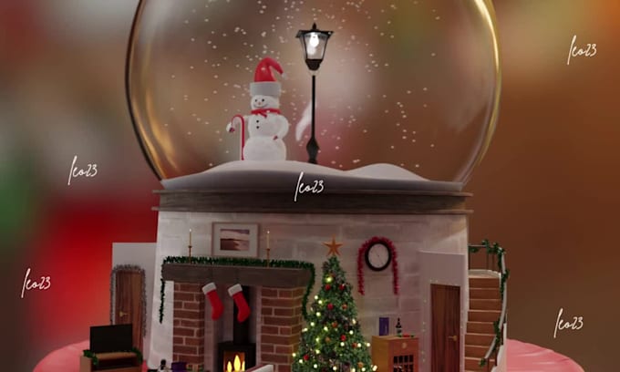 Create a stunning 3d christmas logo animation with snow and festive ...