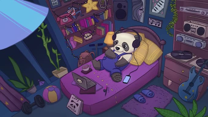 Create chill lofi animation loop, animated illustration, gif, lofi music video by Pickles_studio ...