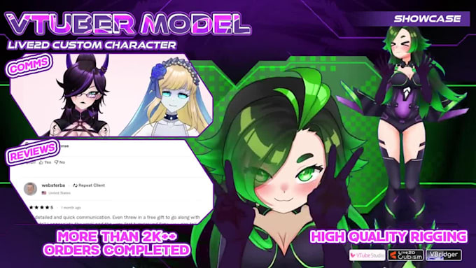 Create express custom high quality vtuber model commissions, live2d with rigging by Kong_vector ...