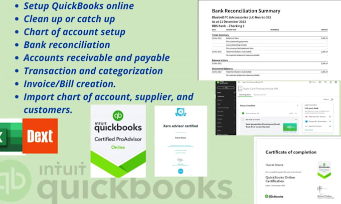 Do bookkeeping with quickbooks, clean up, catch up, bank reconcile ...