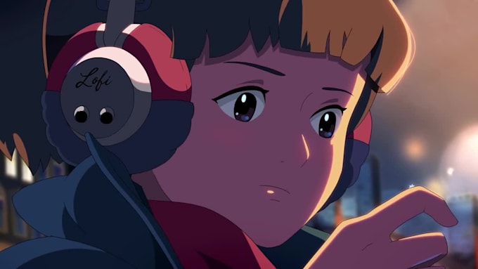 Crear animación en bucle lofi, video musical lofi, animación gif ...