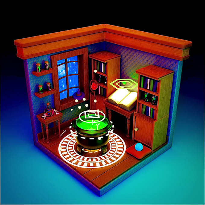 Design cozy 3d rooms, game props and custom stylized scenes by Haris_3d ...