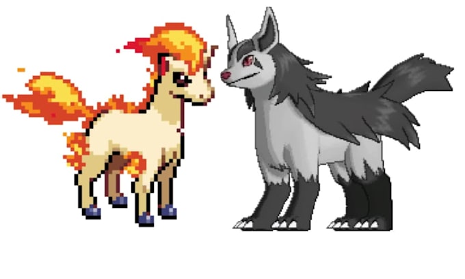 Pokemon pixel art sprite sheet, character design, pixel art animation