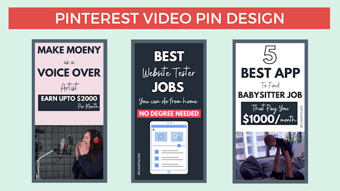Design attractive pinterest video pins by Jesminpinterest | Fiverr