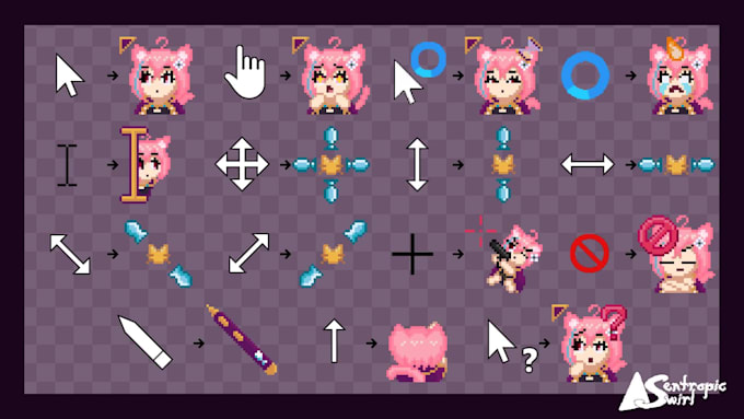 Make a pixelart cursor pack of a character or vtuber by Sentropic | Fiverr