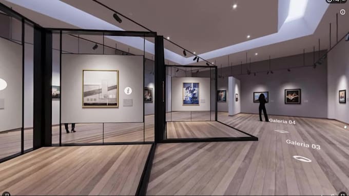 Create a 3d virtual gallery for you to exhibit your paintings or visual ...