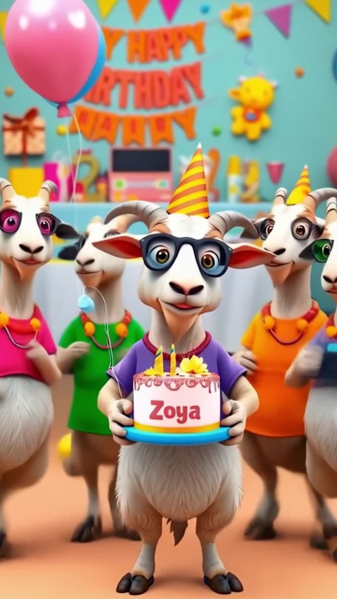 Do crazy happy birthday wish with ai cartoons by Rabea4477 | Fiverr