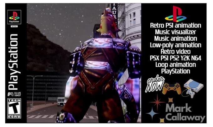 3d low poly animation retro ps1 animation, music visualizer, psx y2k n64 ps2 ps1 by Mark_calla ...